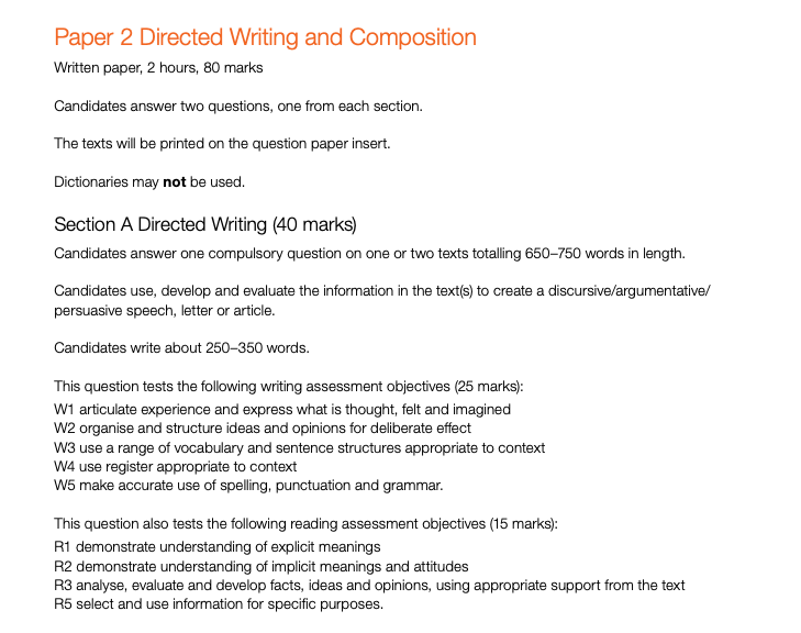 Paper 2 Directed Writing Question 1 How To Excel 